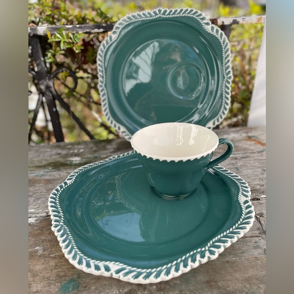 Harkerware | Dining | Harkerware Green White 2 Ceramic Plates | Poshmark